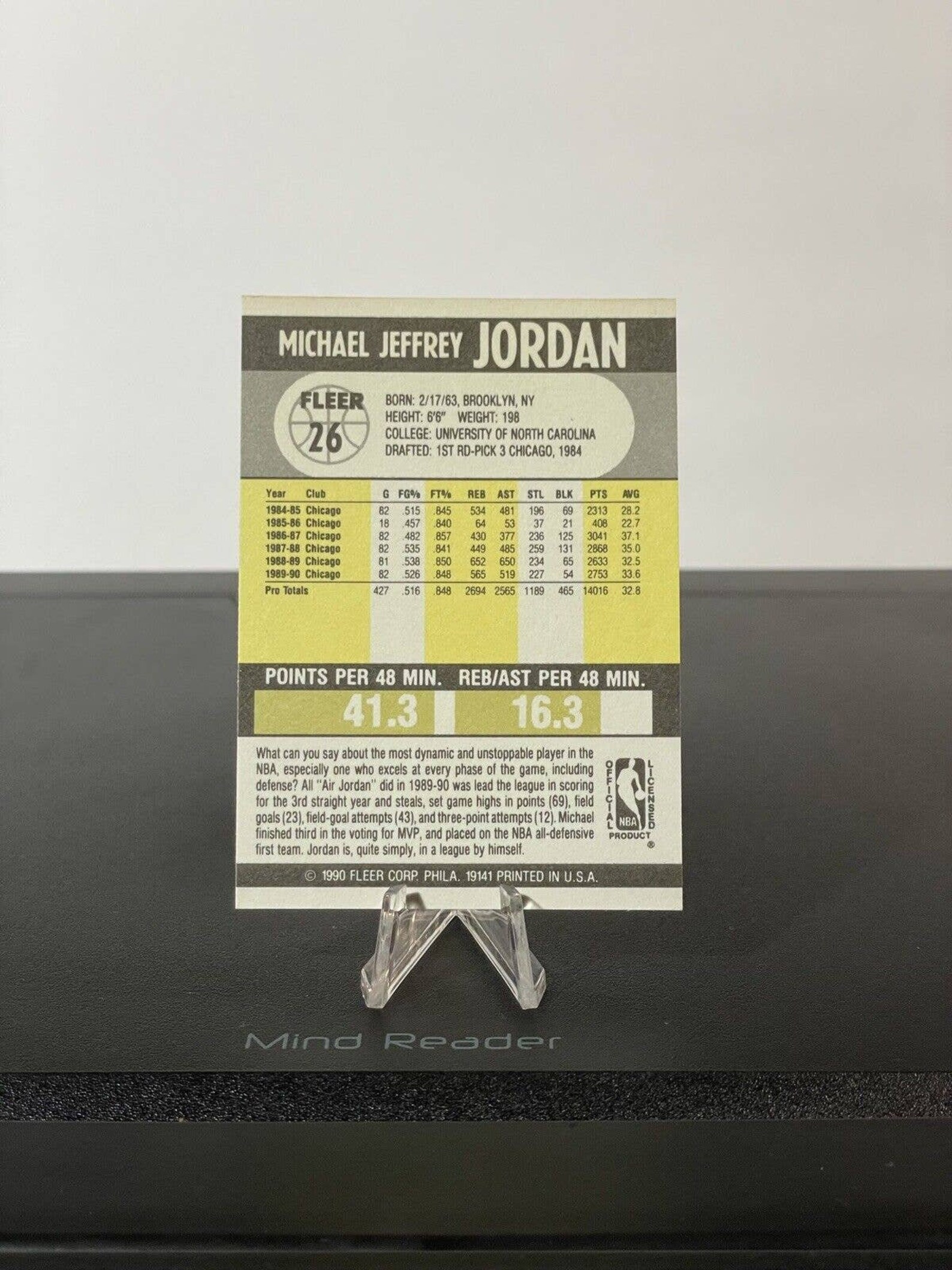 1990 - 1991 Fleer Michael Jordan Chicago Bulls #26 Basketball Error ...