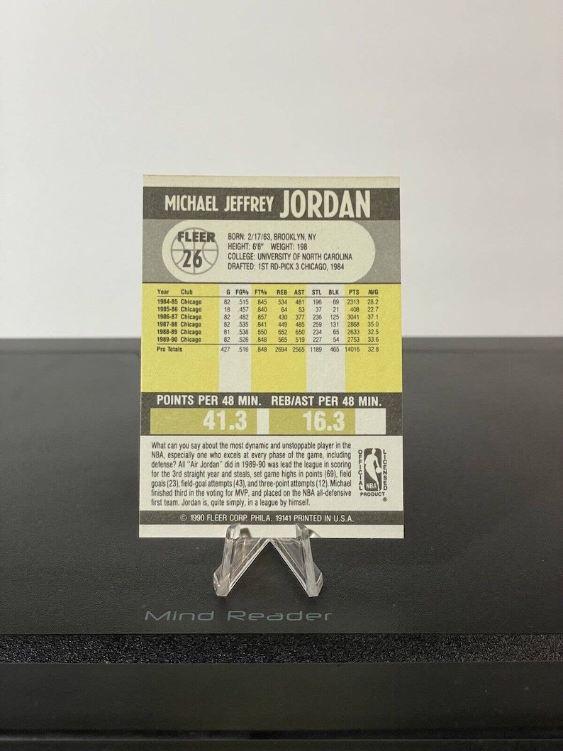 1990 - 1991 Fleer Michael Jordan Chicago Bulls #26 Basketball Error ...