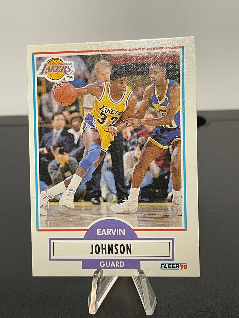 1990 Fleer Basketball Card Earvin Magic Johnson #93 Error Card Miscut ...