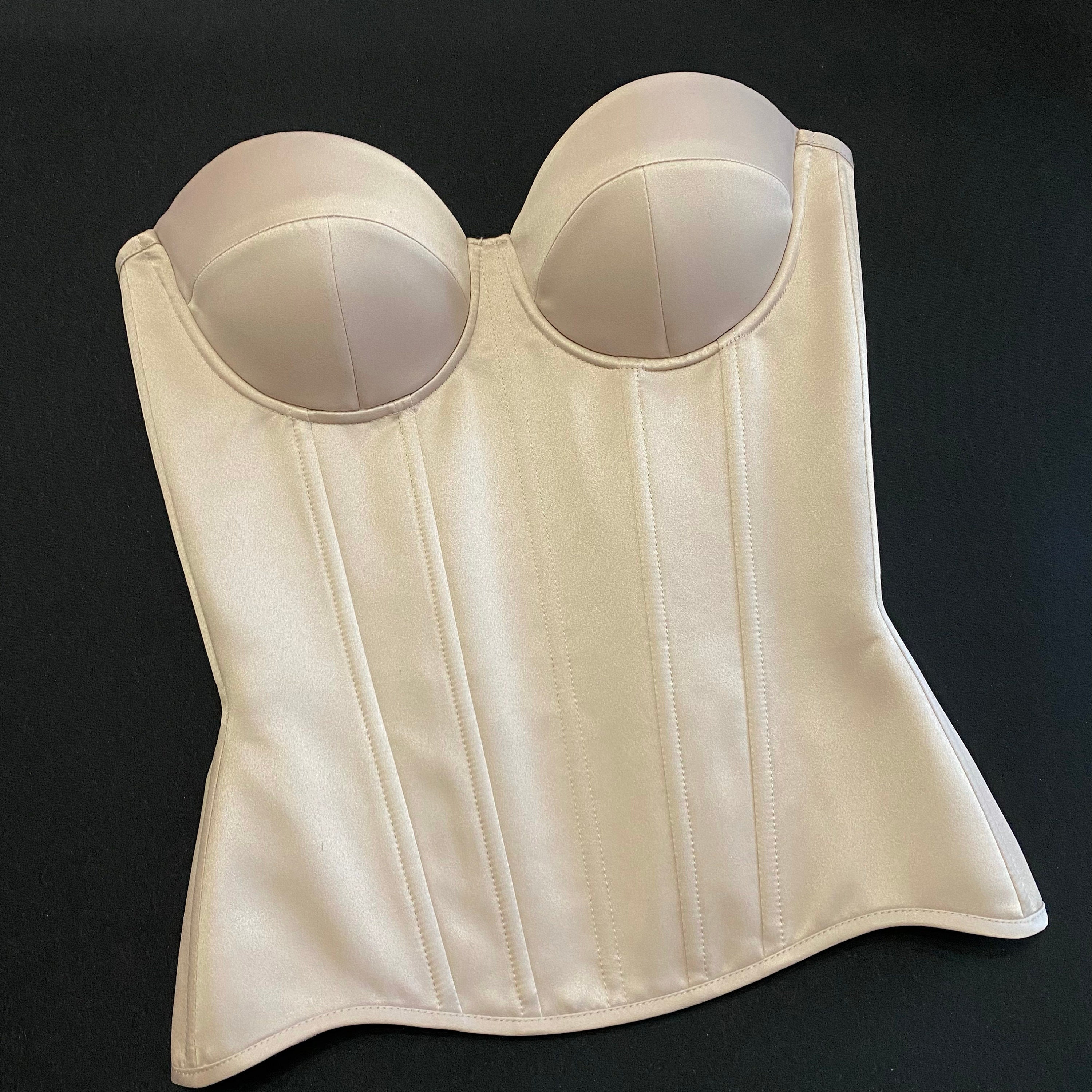 Custom Black Satin Overbust Corset Top With Cups | Bustier for ...