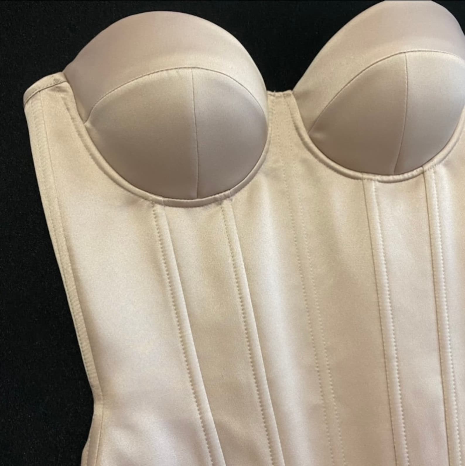 Black Satin Overbust Corset With Cups Bustier - Etsy