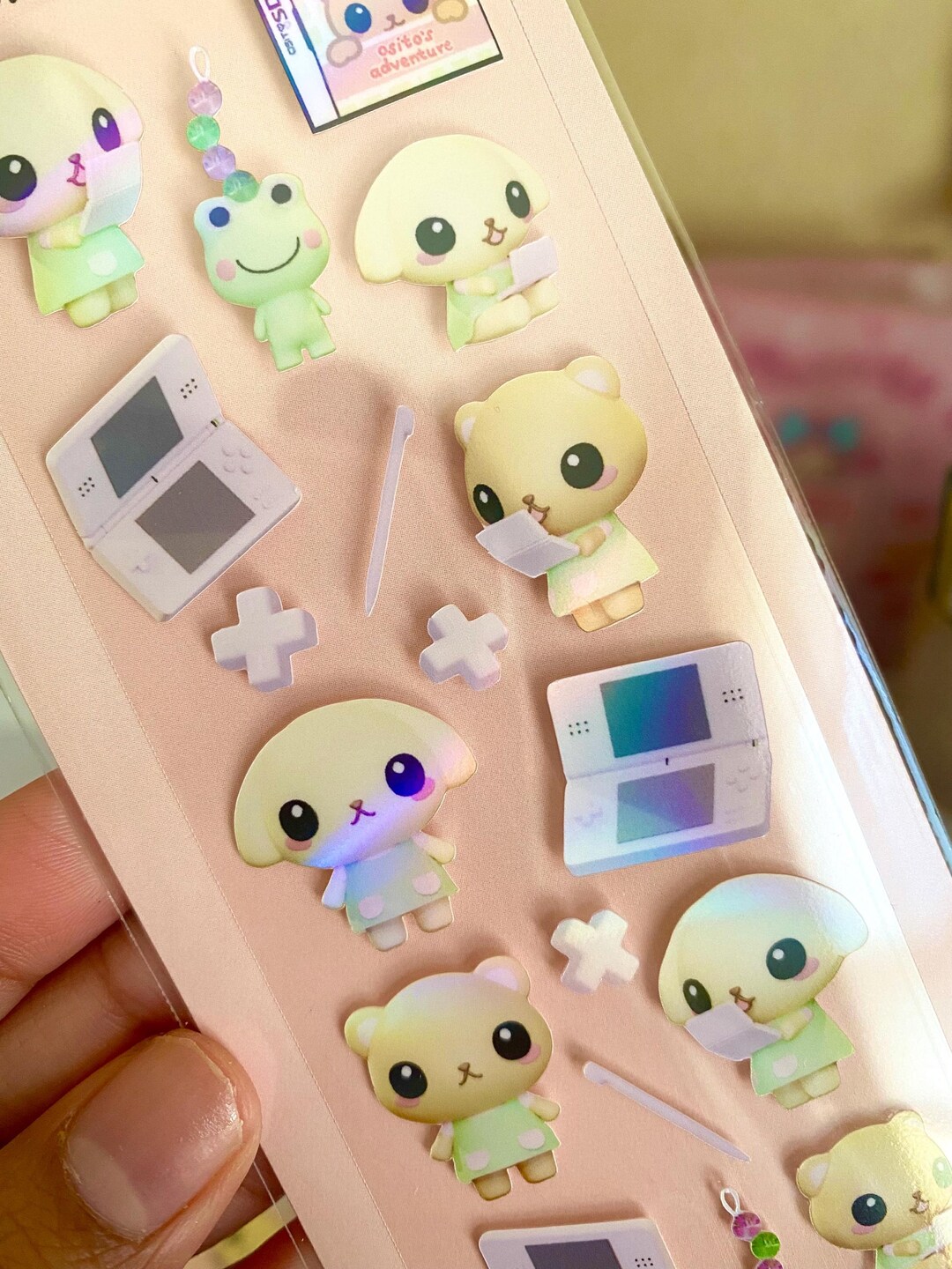 Cute Pink Y2k Video Game With Bear and Bunny 3D Deco Sticker Sheet ...