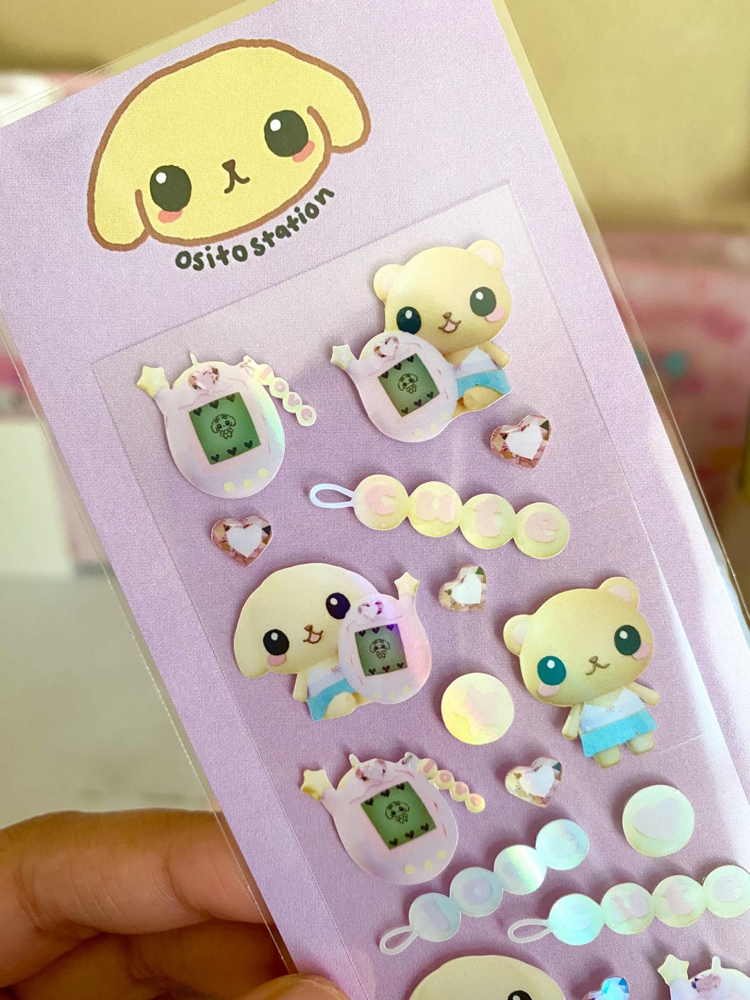 Cute Purple Electronic Pet Video Game With Bear and Bunny 3D Deco ...