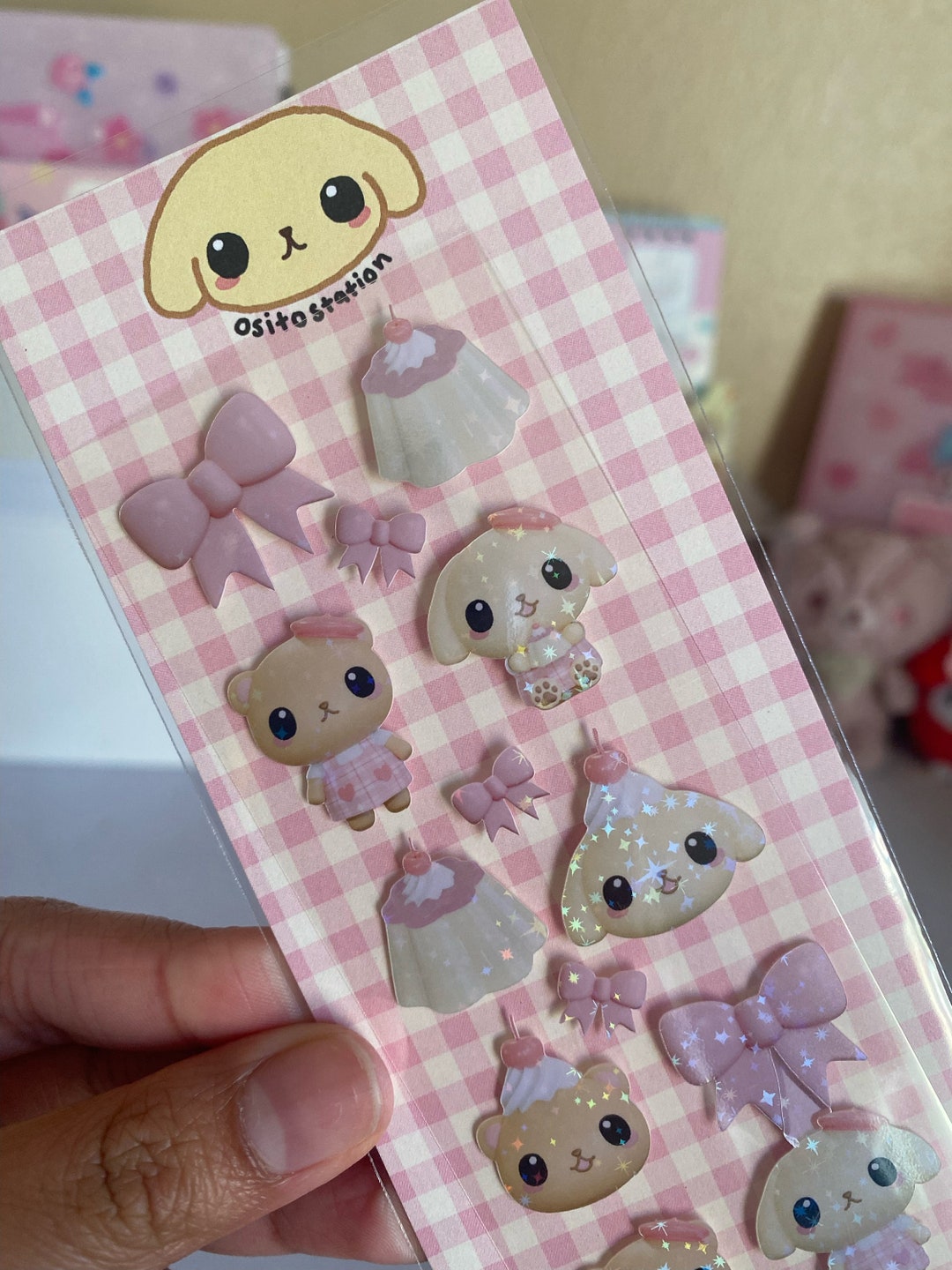 Pink Flan Pudding Bear 3D Deco Sticker Sheet, Polco, Toploader Kpop ...