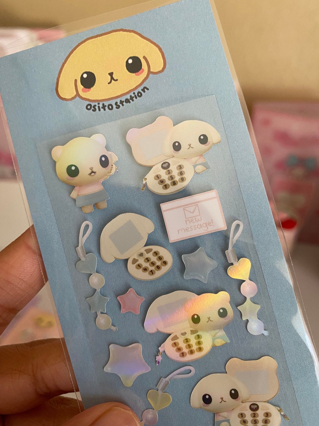 Teddy Phone Flip Phone Y2k With Bear and Bunny 3D Deco Sticker Sheet ...