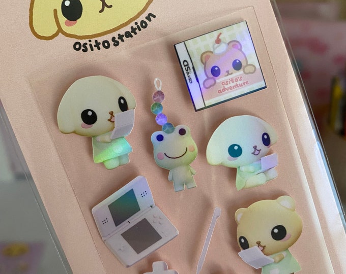 Cute Pink Y2k Video Game With Bear and Bunny 3D Deco Sticker Sheet ...