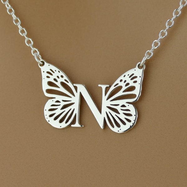 Butterfly Initial Necklace - Etsy