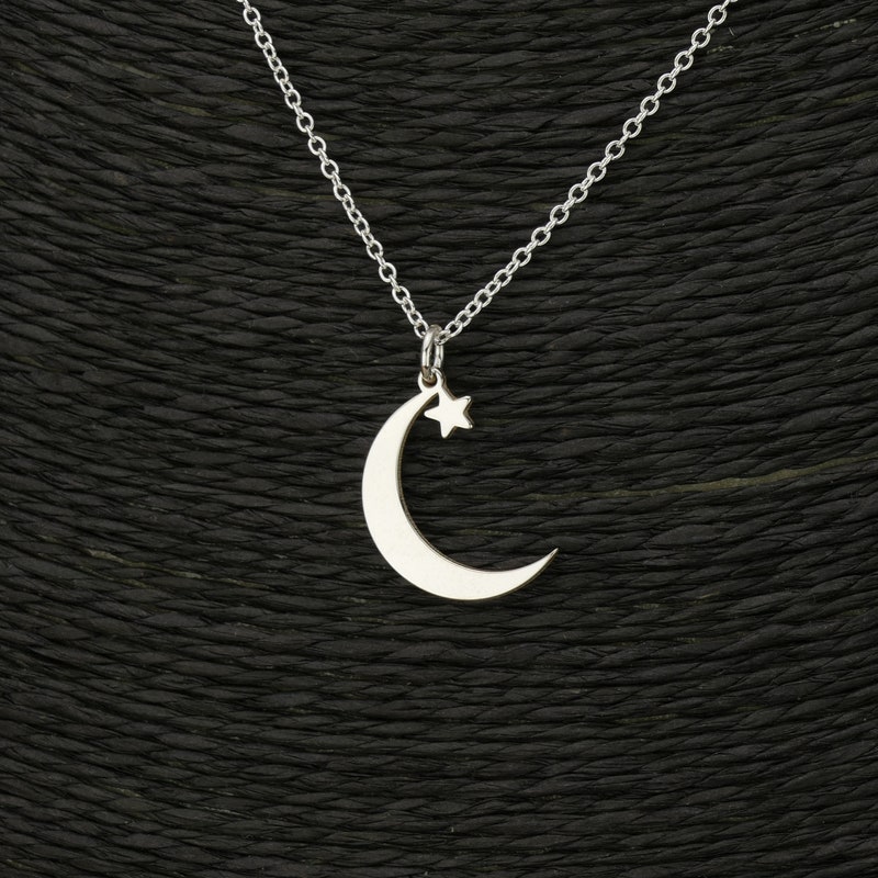 Moon and Star Necklace - Etsy