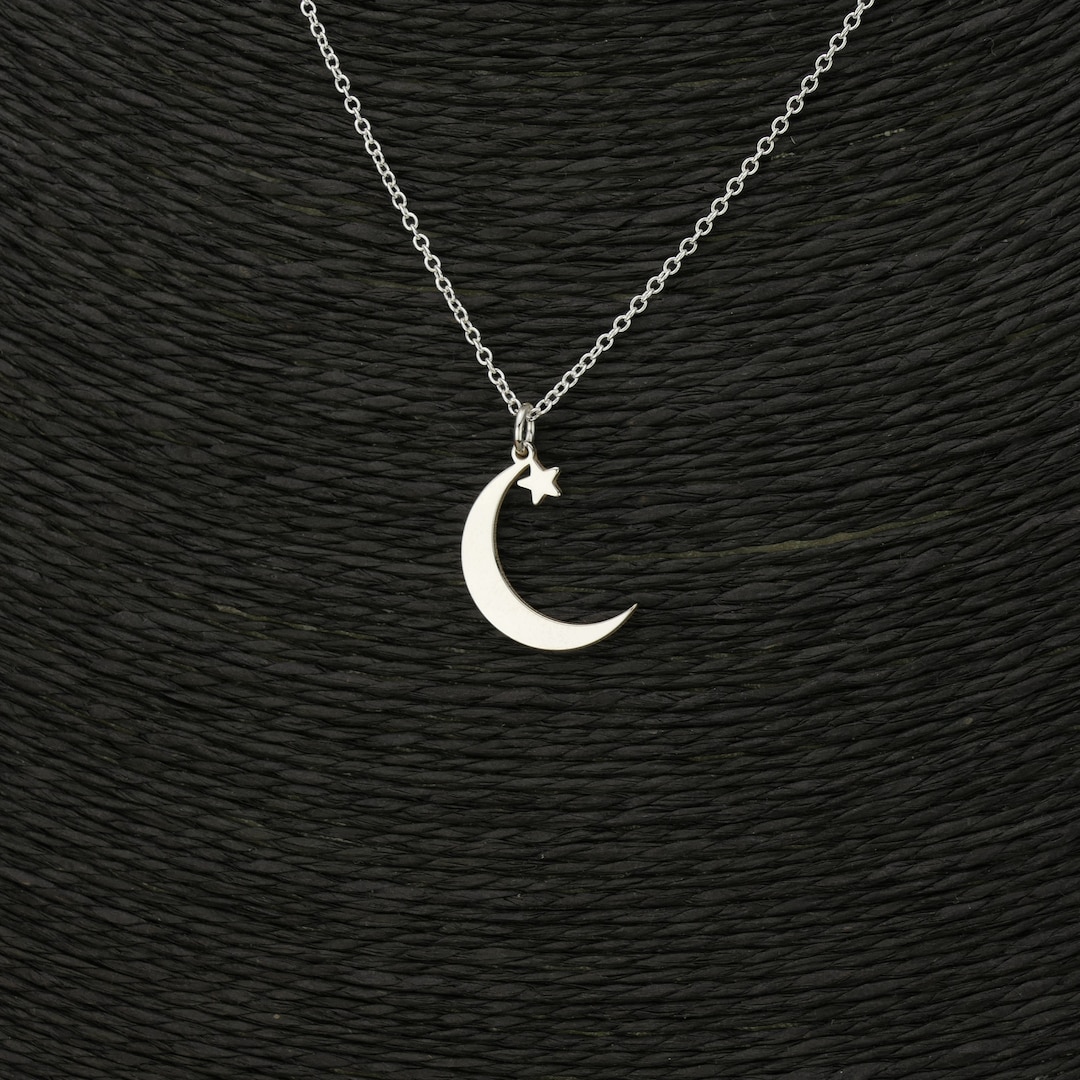 High Quality Sterling Silver Crescent Pakistan Moon and Star Necklace ...
