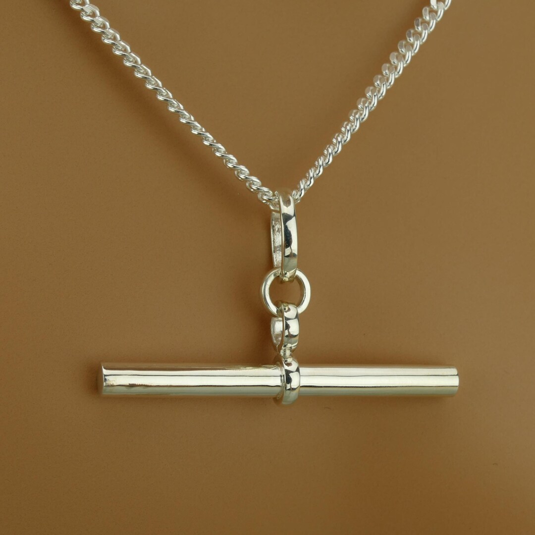 Extra Large Handmade Sterling Silver T Bar Necklace • T-bar Pendant ...