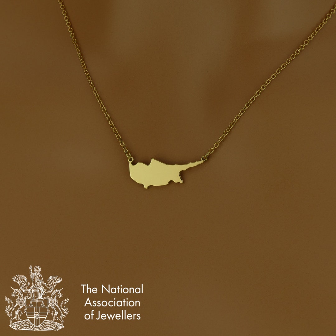 High Quality Cyprus Map Necklace • Gift • Sterling Silver Cyprus ...