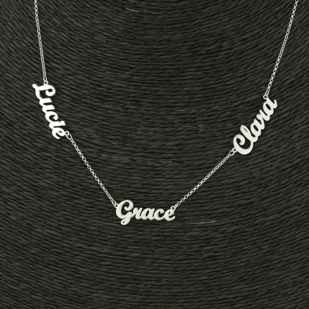 Multiple Name Necklace / Sterling Silver Family Name Necklace ...