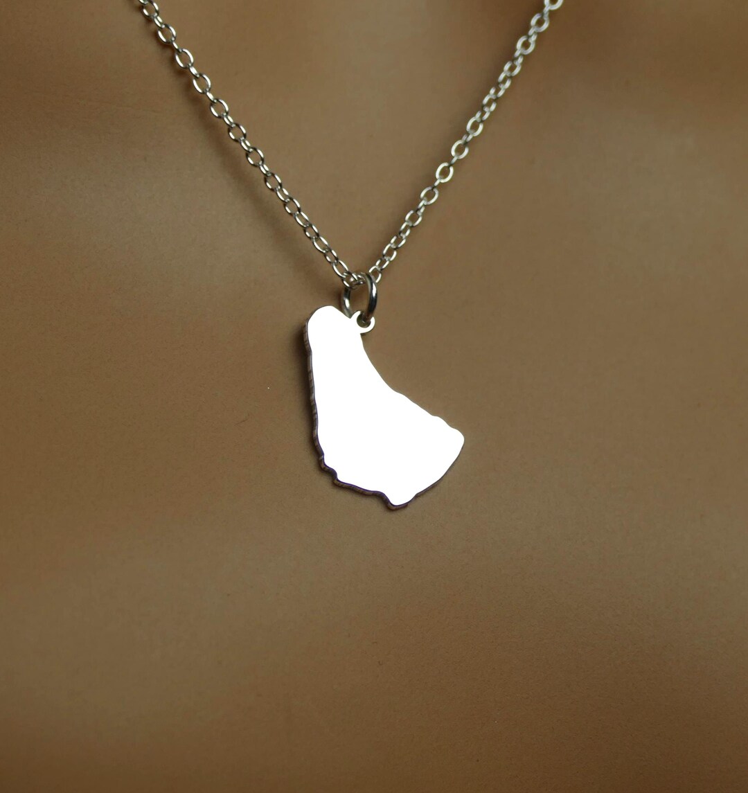 High Quality Barbados Shape Necklace • Gift • Sterling Silver Barbados ...