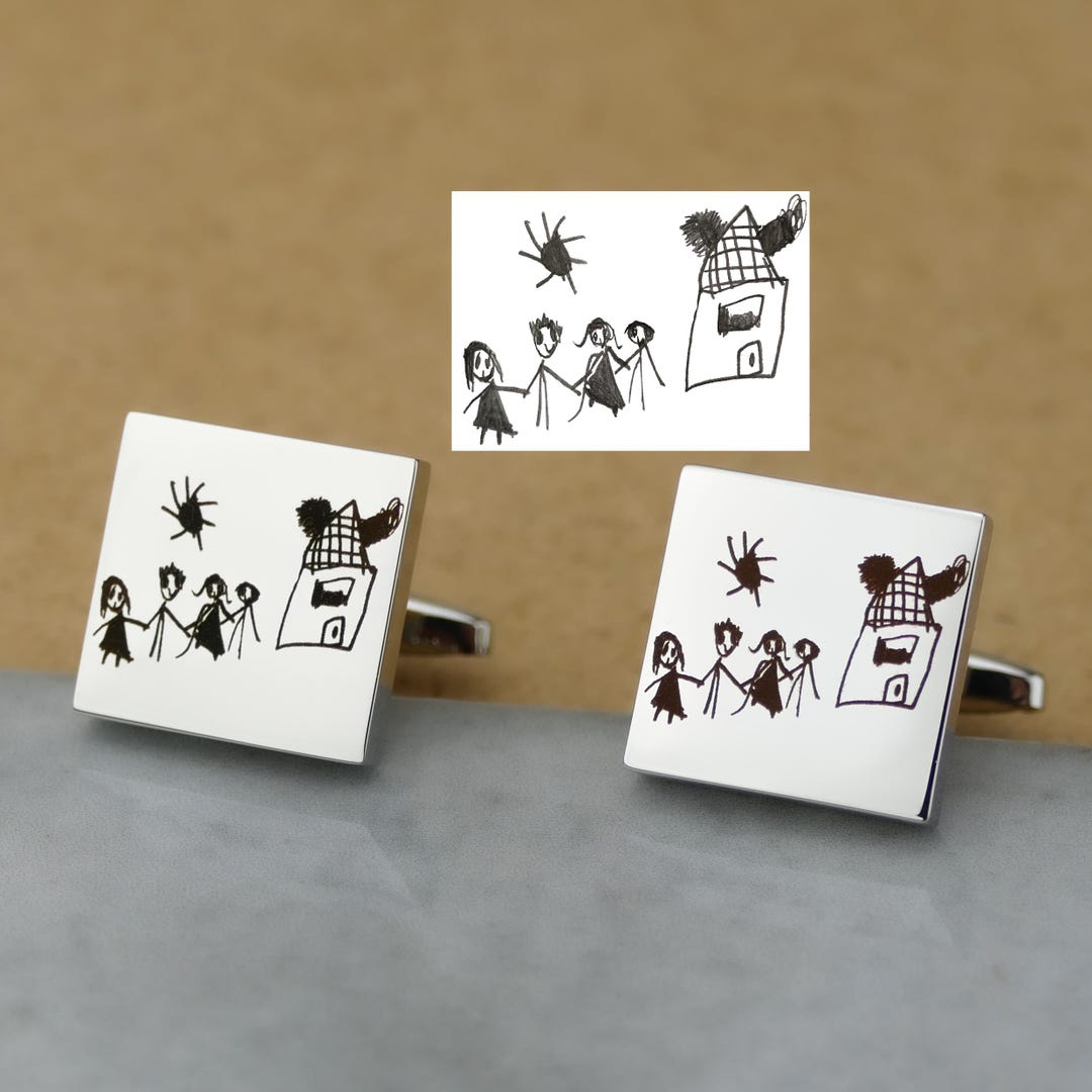 Actual Children's Drawing Personalised Cufflinks / Kids Drawing ...