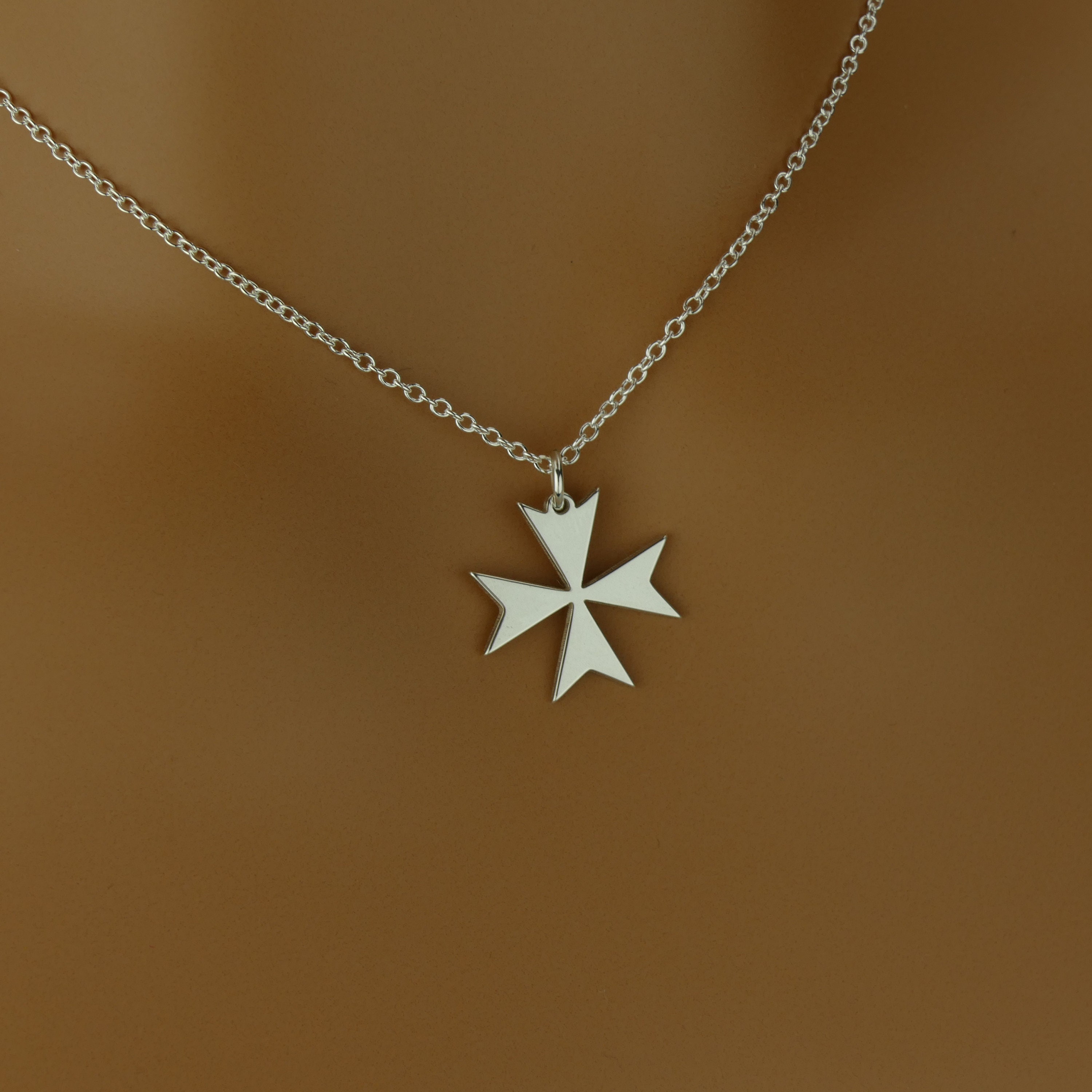 High Quality Sterling Silver Maltese Cross Necklace • Gift • Simple ...