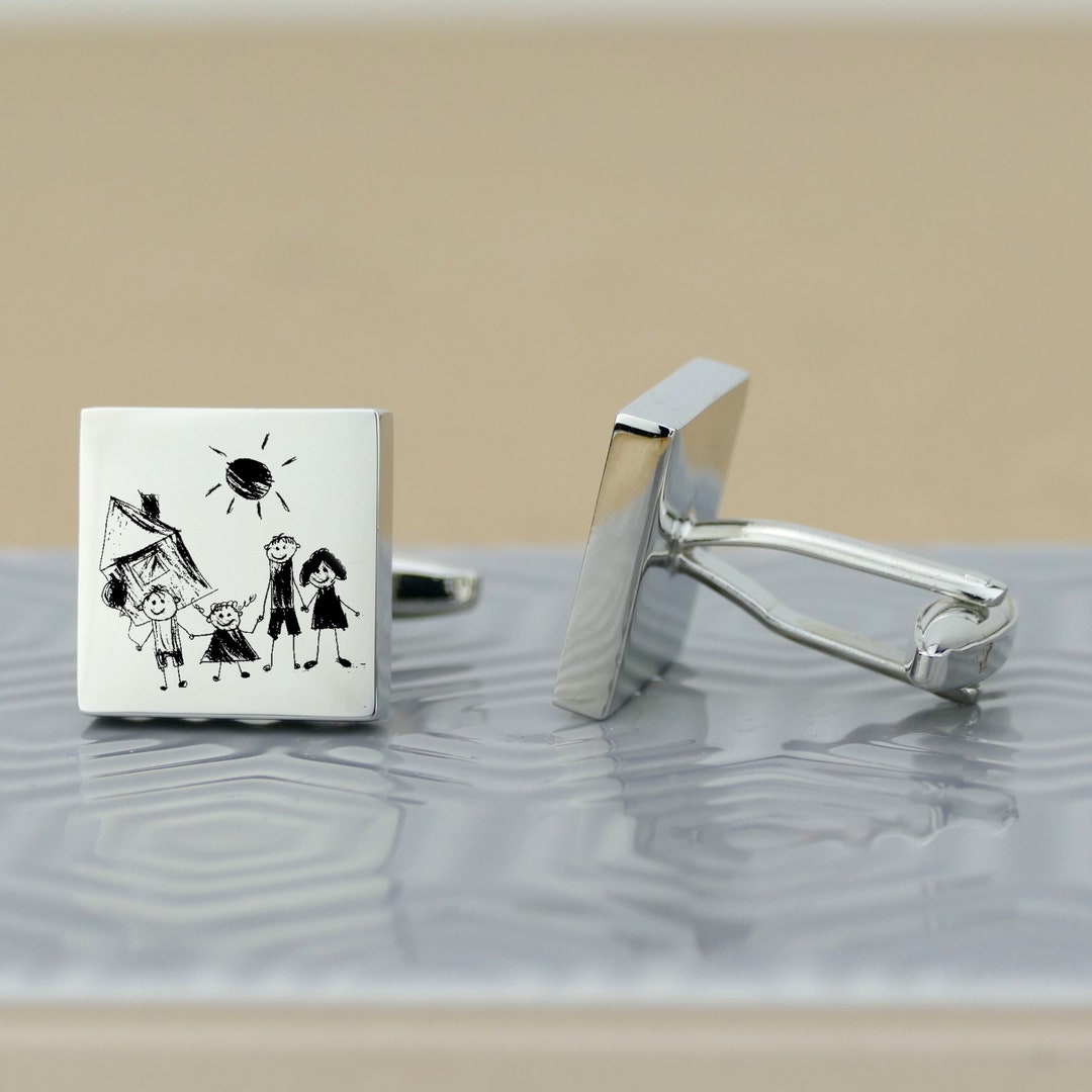 Actual Childs Drawing Personalised Cufflinks / Children Drawing ...