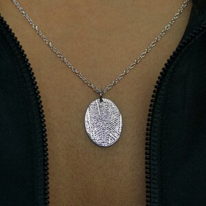 Personalised Fingerprint Necklace / Custom Sterling Silver Fingerprint ...