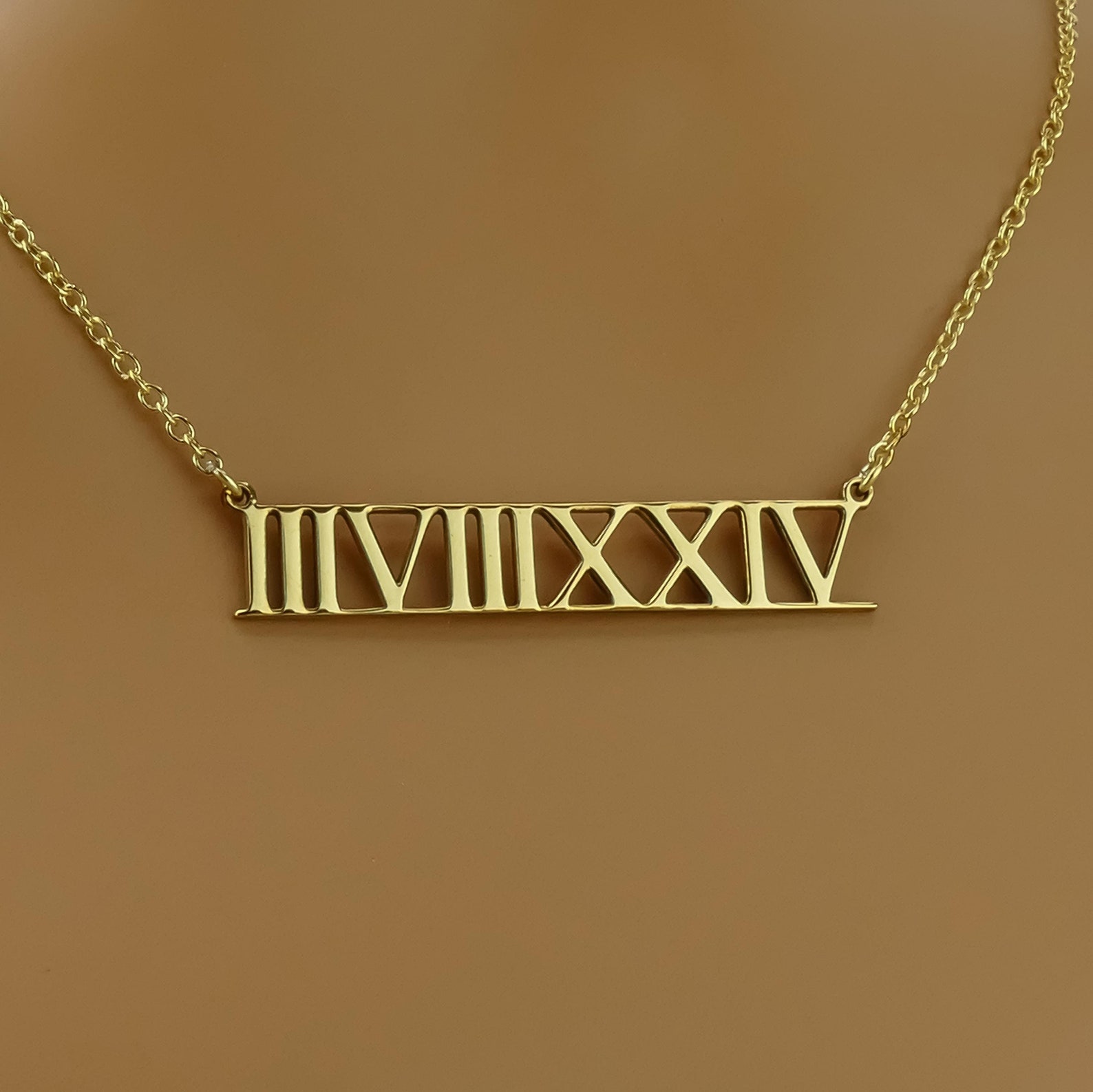 Sterling Silver Roman Numeral Necklace / Personalised Year Necklace ...