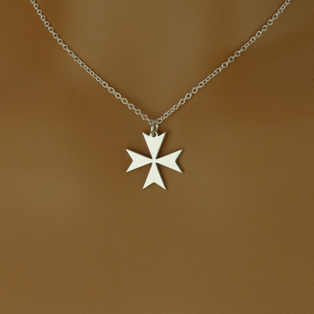 High Quality Sterling Silver Maltese Cross Necklace • Gift • Simple ...