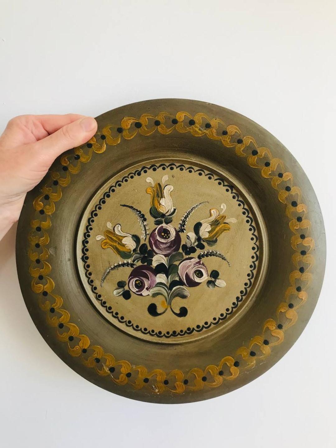 Vintage Wooden Plate Wall Decor, Handmade Wood Wall Hanging, Rustic ...