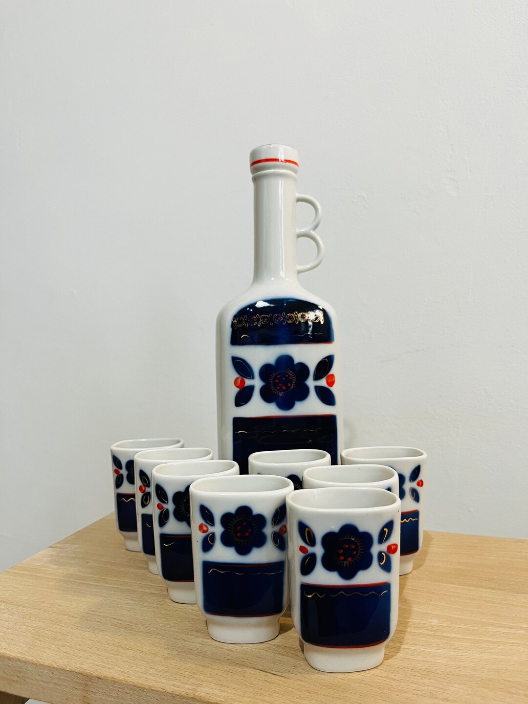 Vintage Ceramic Decanter Set Elegant Table Decor With Matching Cups ...