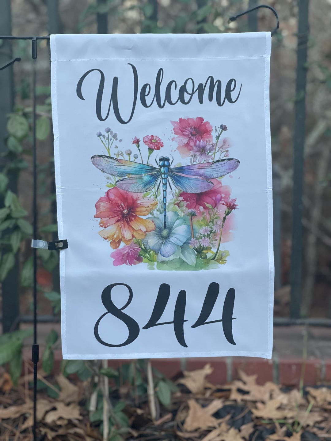 Flower Pot Welcome Sign, Address Yard Sign, Dragonfly Gift for Women ...