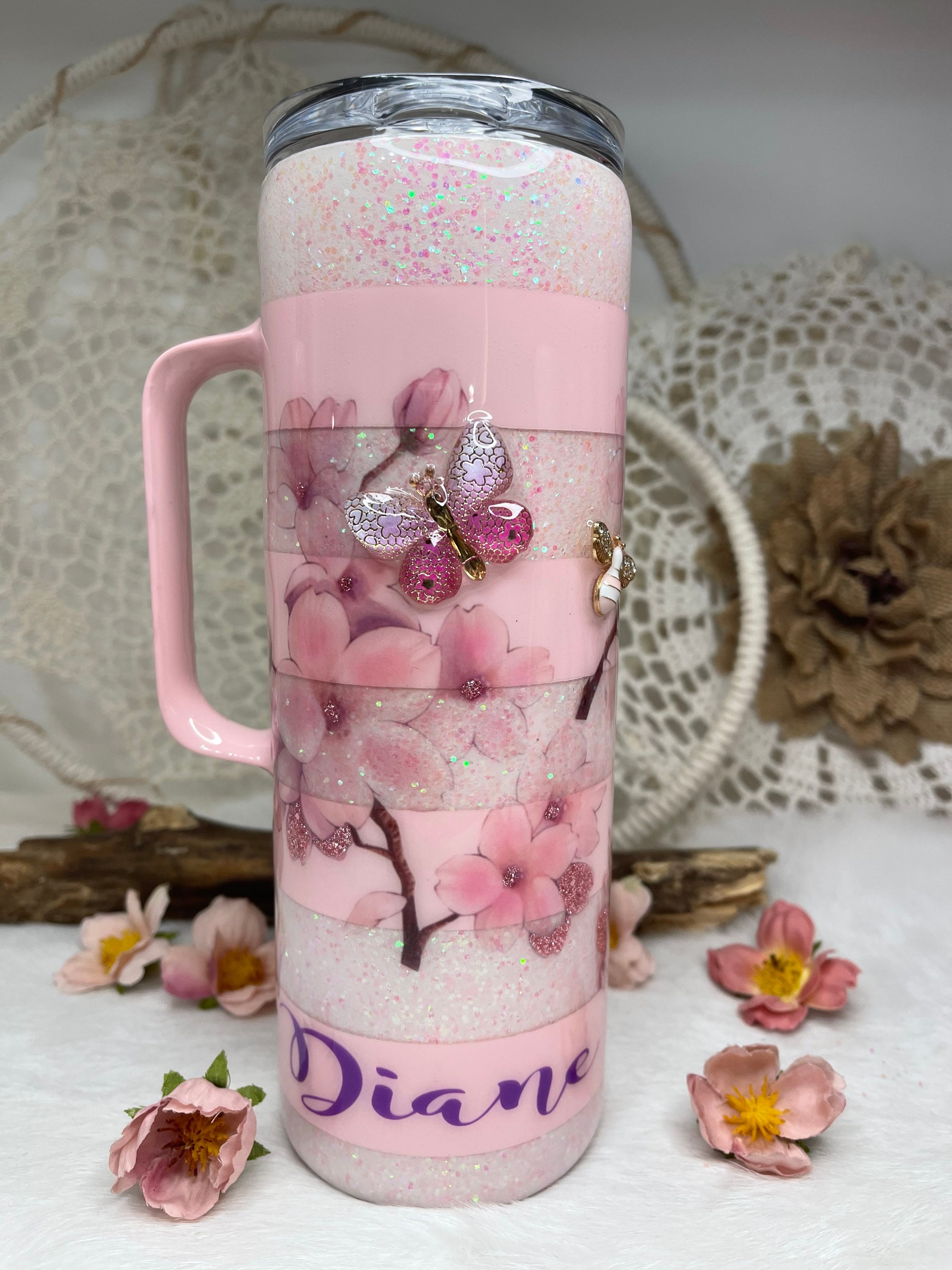 Pink Glitter Tumbler Glitter Tumbler Custom Tumbler 20 - Etsy