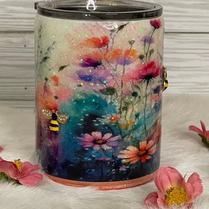 Coffee Mug With Handle, Personalized Glitter Flower Cup, Gift for ...