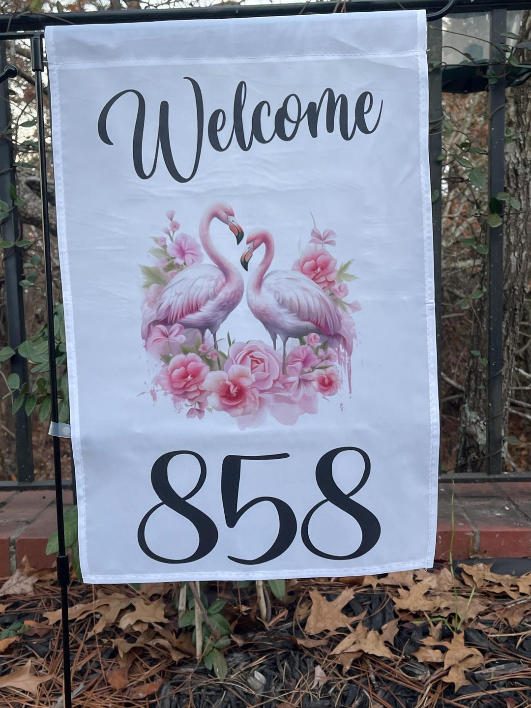 Flower Pot Welcome Sign, Address Yard Sign, Flamingo Gift for Women ...