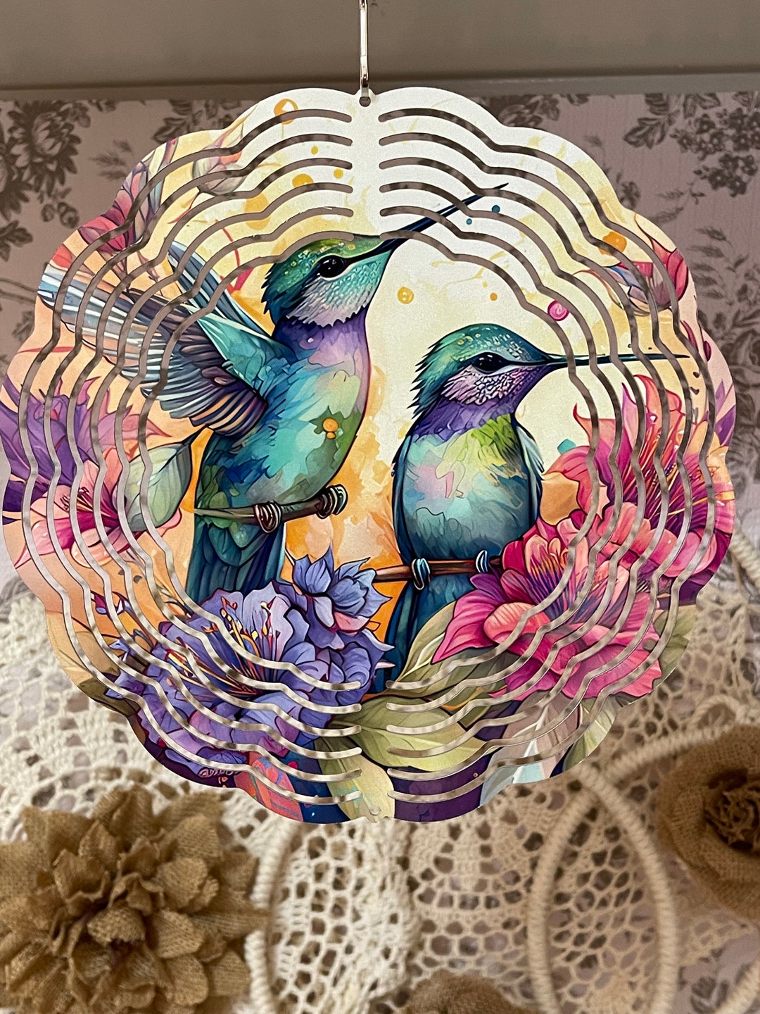 Hummingbird Wind Spinner: Metal Hanging Porch Decor, Garden Gift for ...