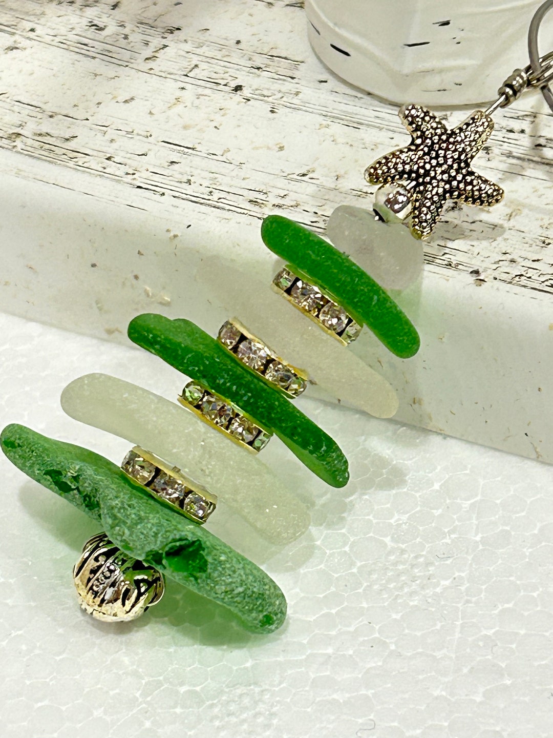 Precious Green and White Sea Glass Christmas Tree Ornament! Great Gift ...