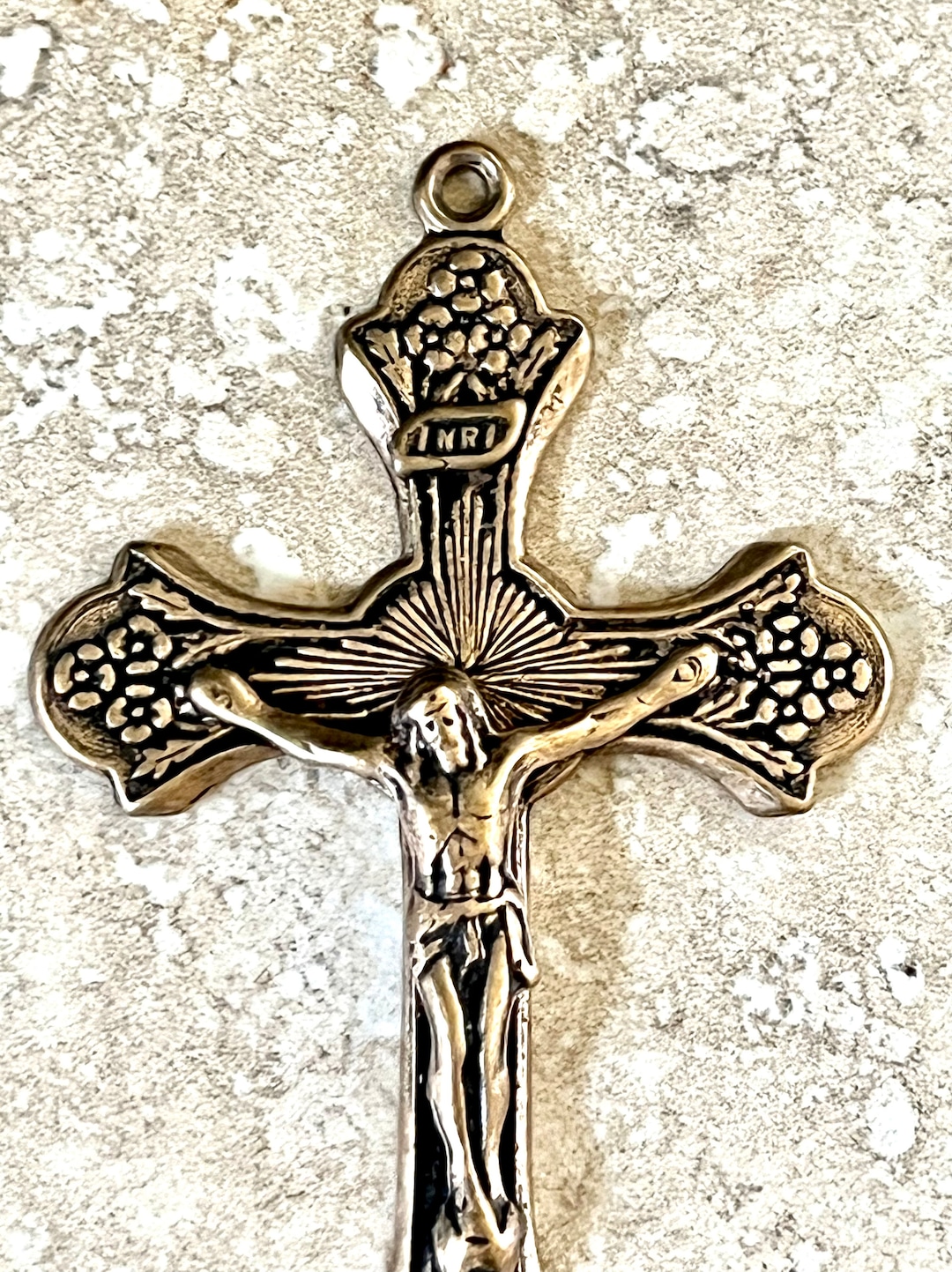 Flowers Crucifix ~ Thick and Solid ~ Rosary Supplies ~ Floral Crucifix ...