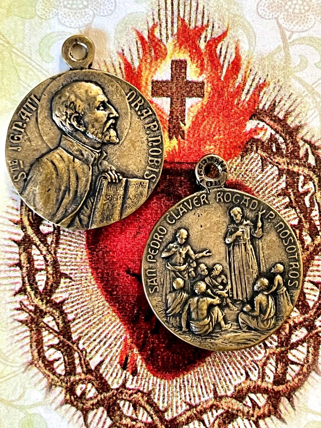 St Ignatius of Loyola Medal ~ St Peter Claver ~ Double Sided Pendant ...