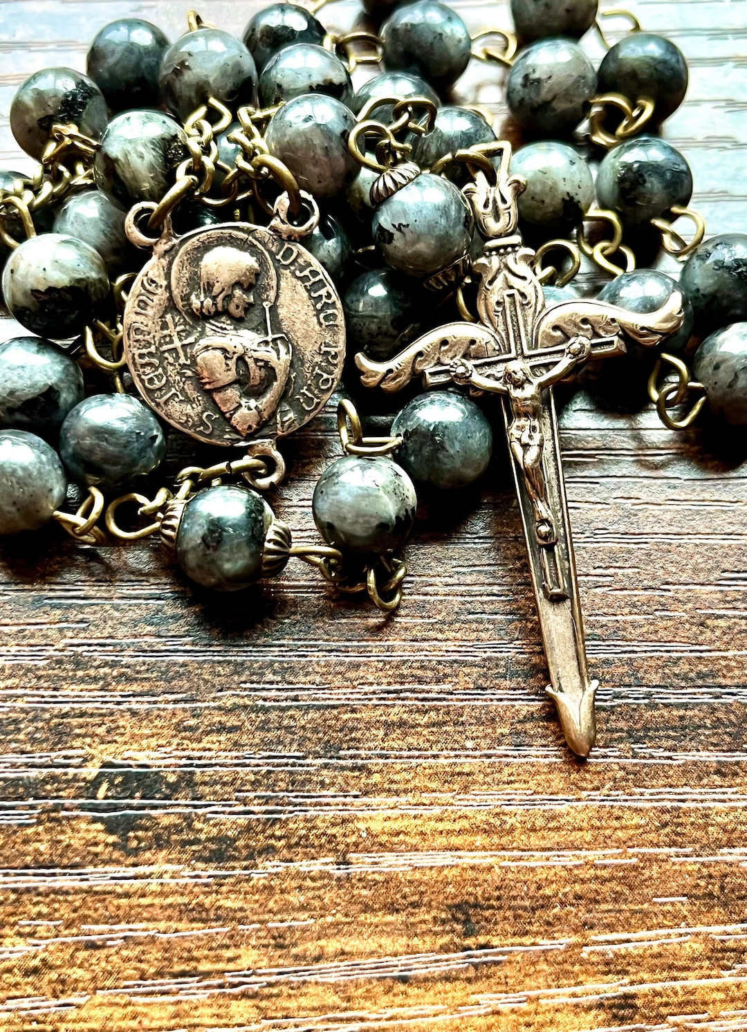 St Joan and St Michael Sword Rosary Labrodite Gemstones - Etsy