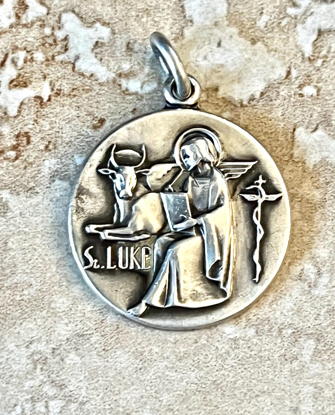 Vintage St Luke Pendant ~ Catholic Vintage ~ Catholic Antique - Etsy