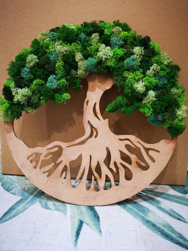 Tree of Life Bonsai Moss Wall Art Decor Preserved Moss Office Decor ...