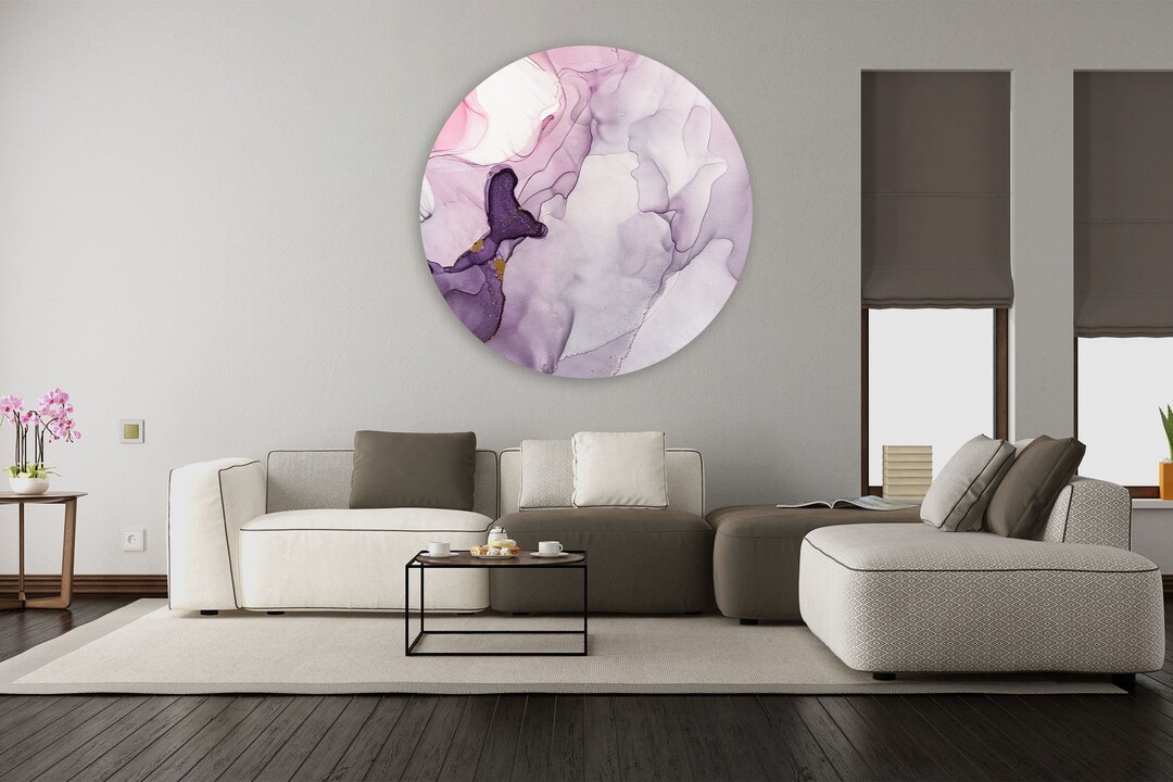 Pink With Purple Marble Wall Circle Marble Print Marble - Etsy