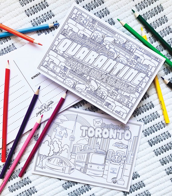 Colour-in Postcard Pack greetings From | Etsy