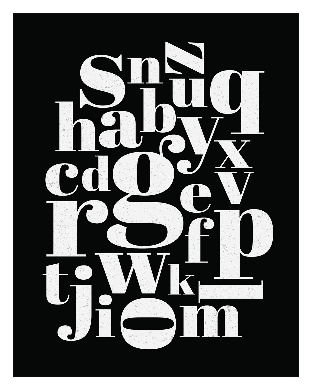 Black Alphabet Typography Print - Etsy
