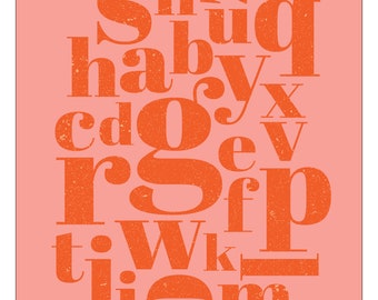 The Letter T - Typography - Vintage - Alphabet - Pink Orange Gold - Etsy