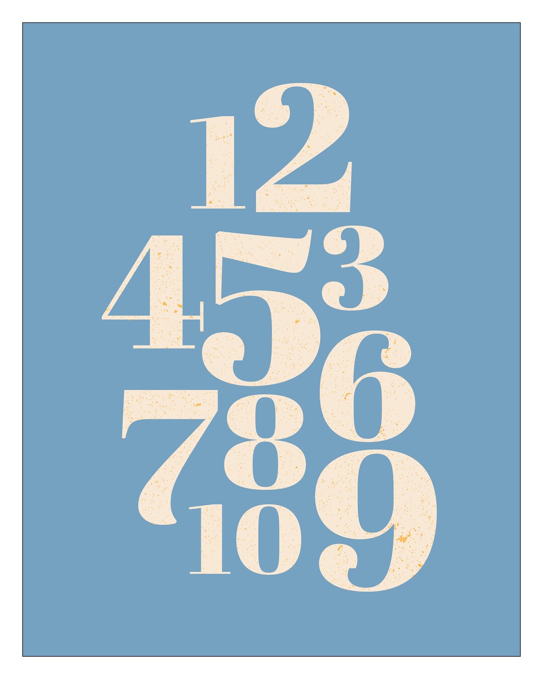 Blue Numbers Typography Print - Etsy