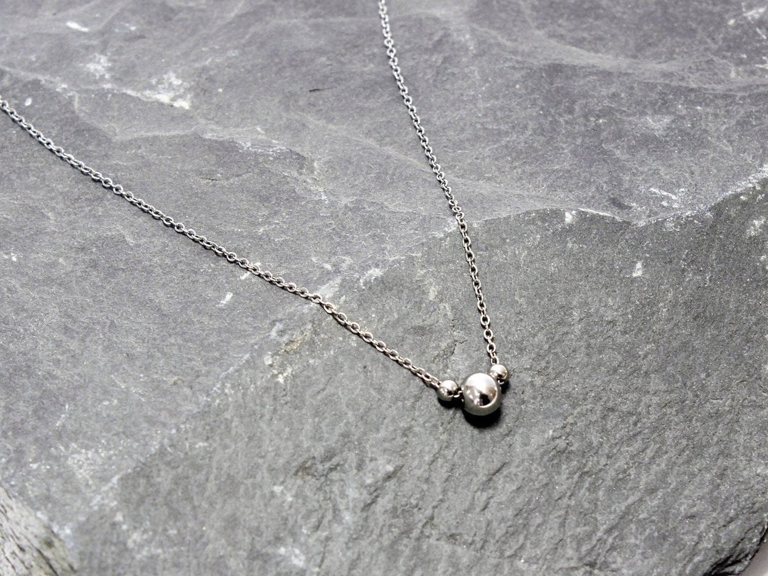Stainless Steel Beaded H2O Necklace: Minimalist Fine Chain - Etsy