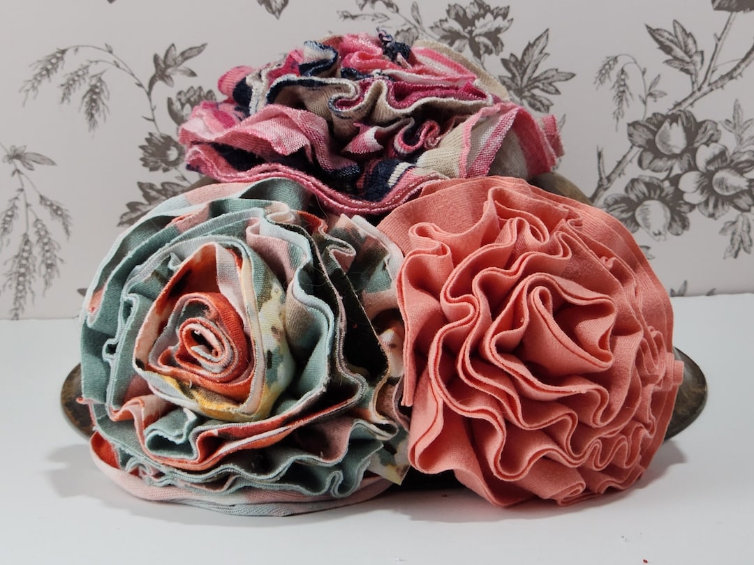 Boho Chic Fabric Flowers Applique Scarf Pin Shawl Pin or - Etsy