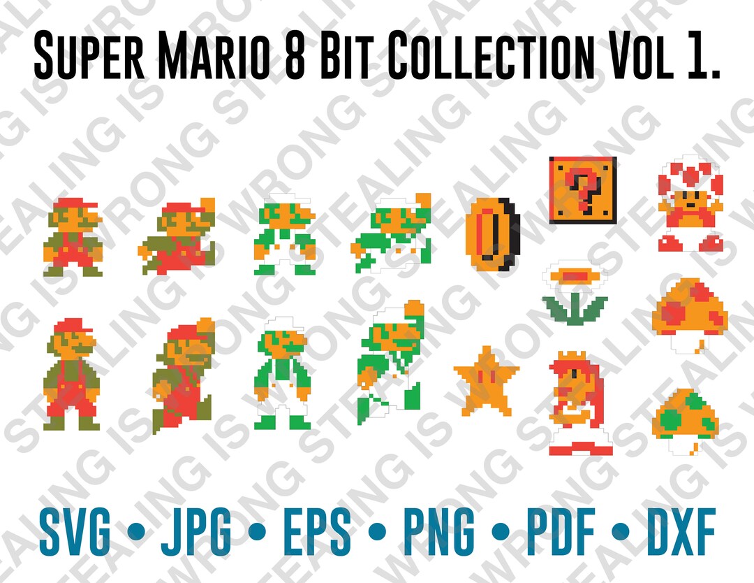 8 Bit Super Mario Collection Vol. 1 | Digital Files Only | Svg, Jpg ...