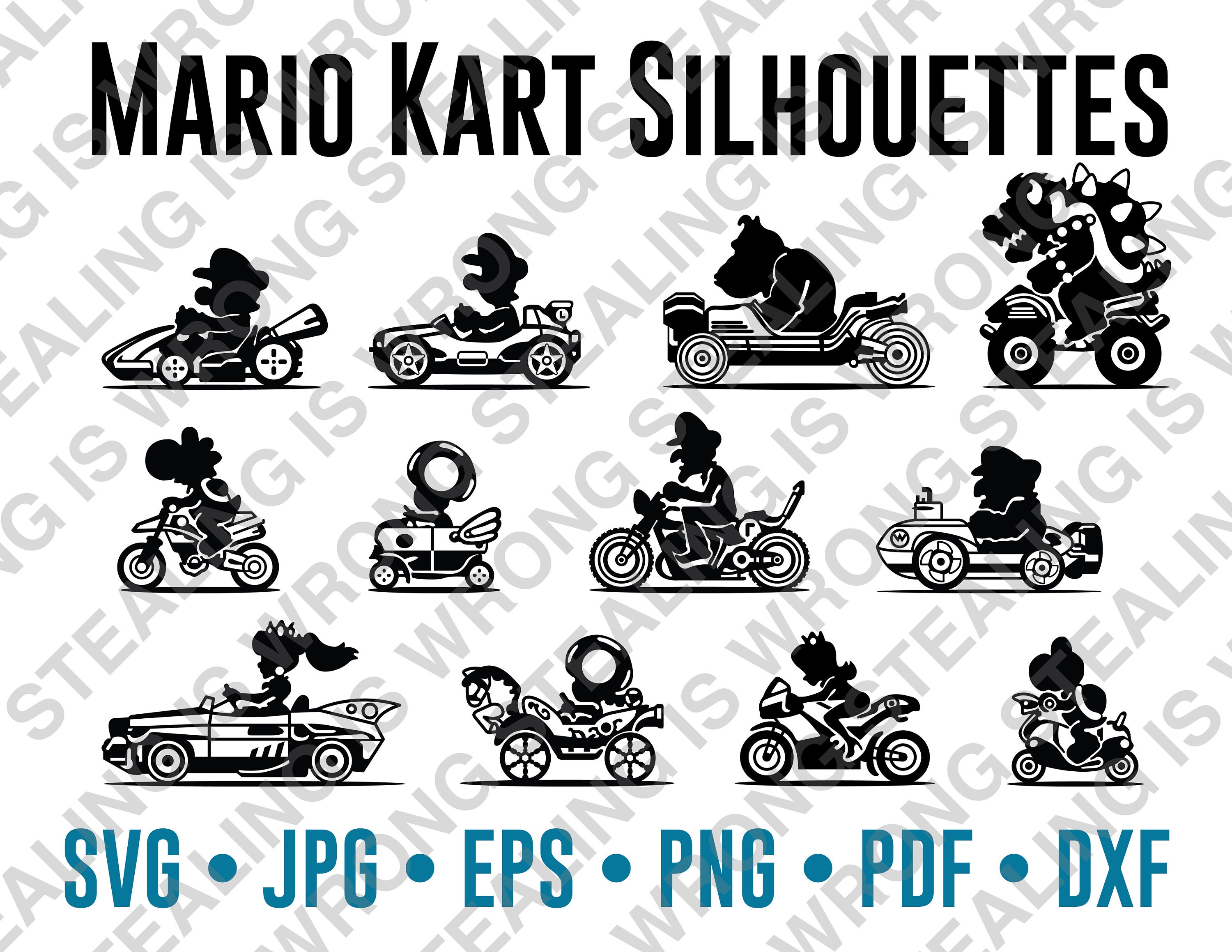 Mario Kart Character Silhouette Collection | Digital Files Only | Svg ...