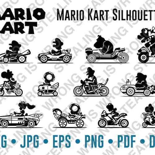 Mario Kart Character Silhouette Collection Digital Files - Etsy