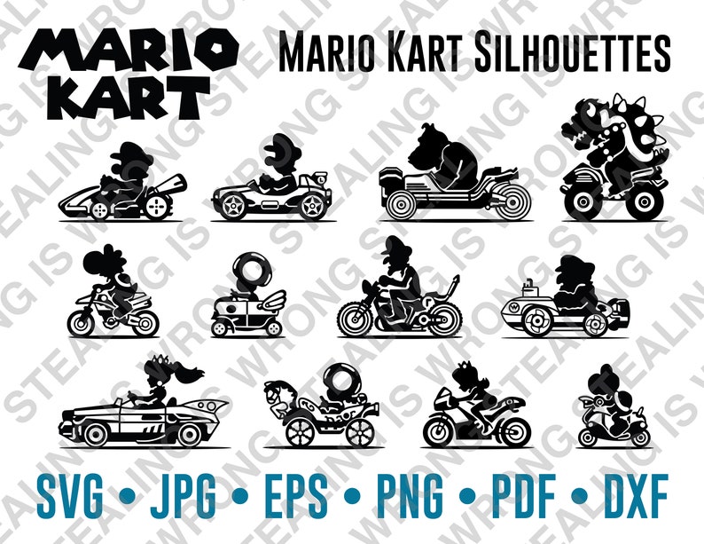 Mario Kart Character Silhouette Collection Digital Files - Etsy