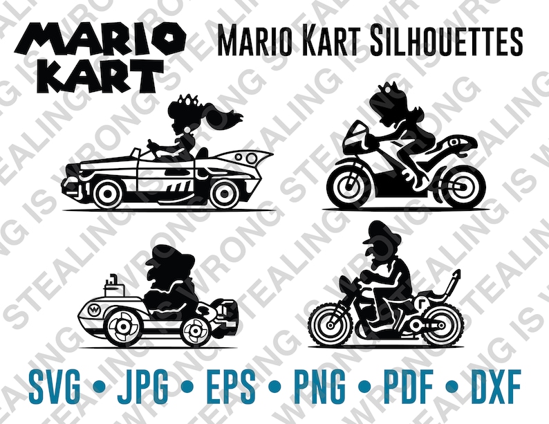 Mario Kart Character Silhouette Collection Digital Files - Etsy