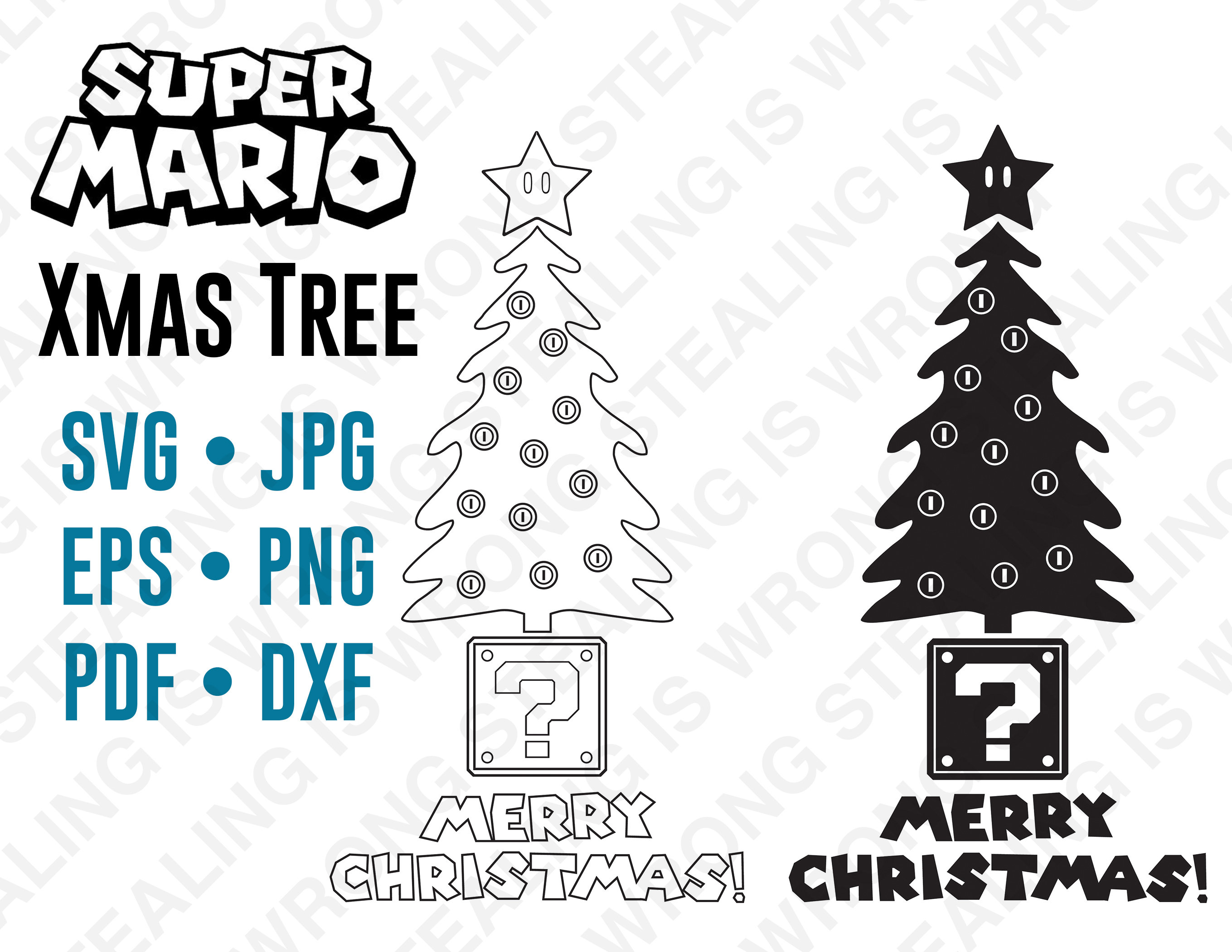 Super Mario Christmas Tree Digital Files Only Svg Jpg - Etsy