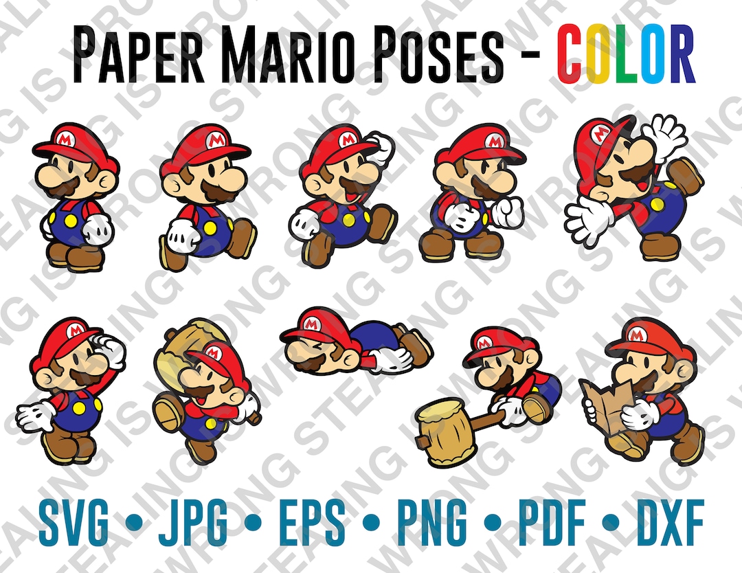Paper Mario - Mario Poses Collection - COLOR | Digital Files Only | Svg ...